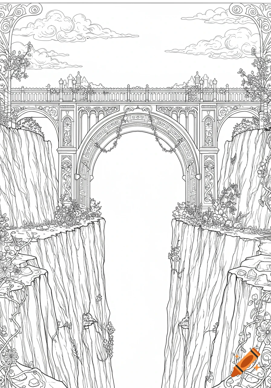 A black and white line drawing of a girl in a simple tunic standing ...