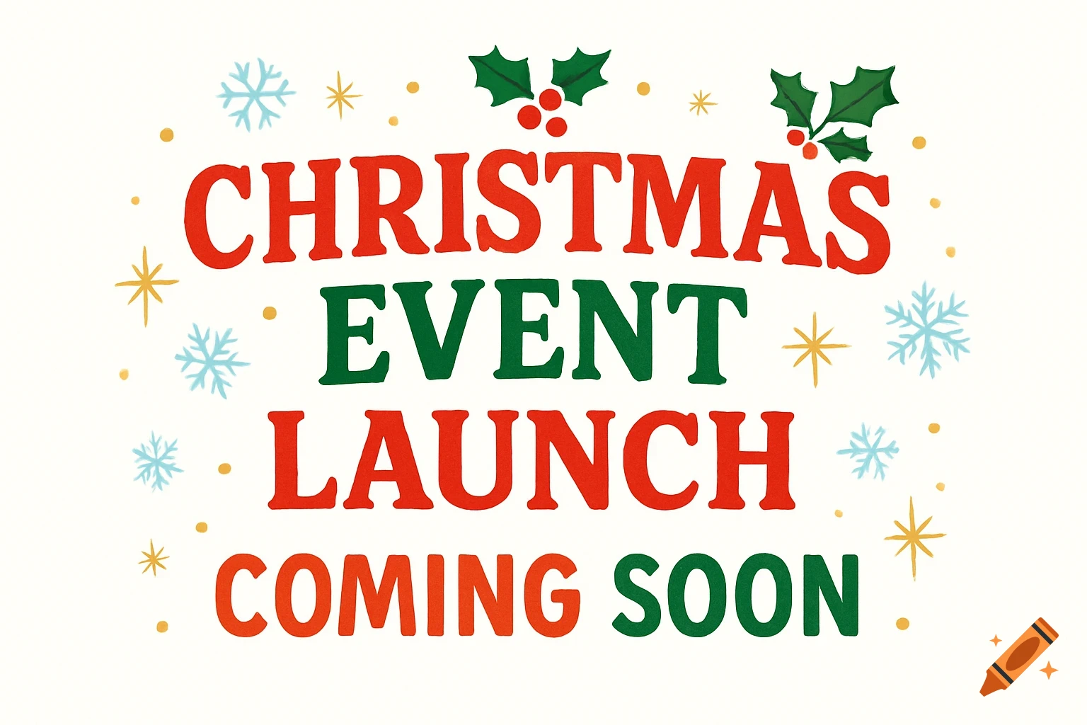 A Christmas event launch announcement with red and green text ...