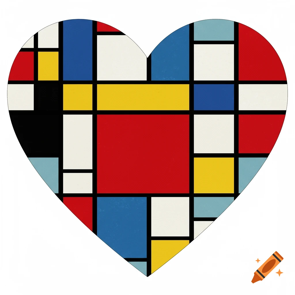 An abstract geometric artwork in the style of Piet Mondrian, featuring ...