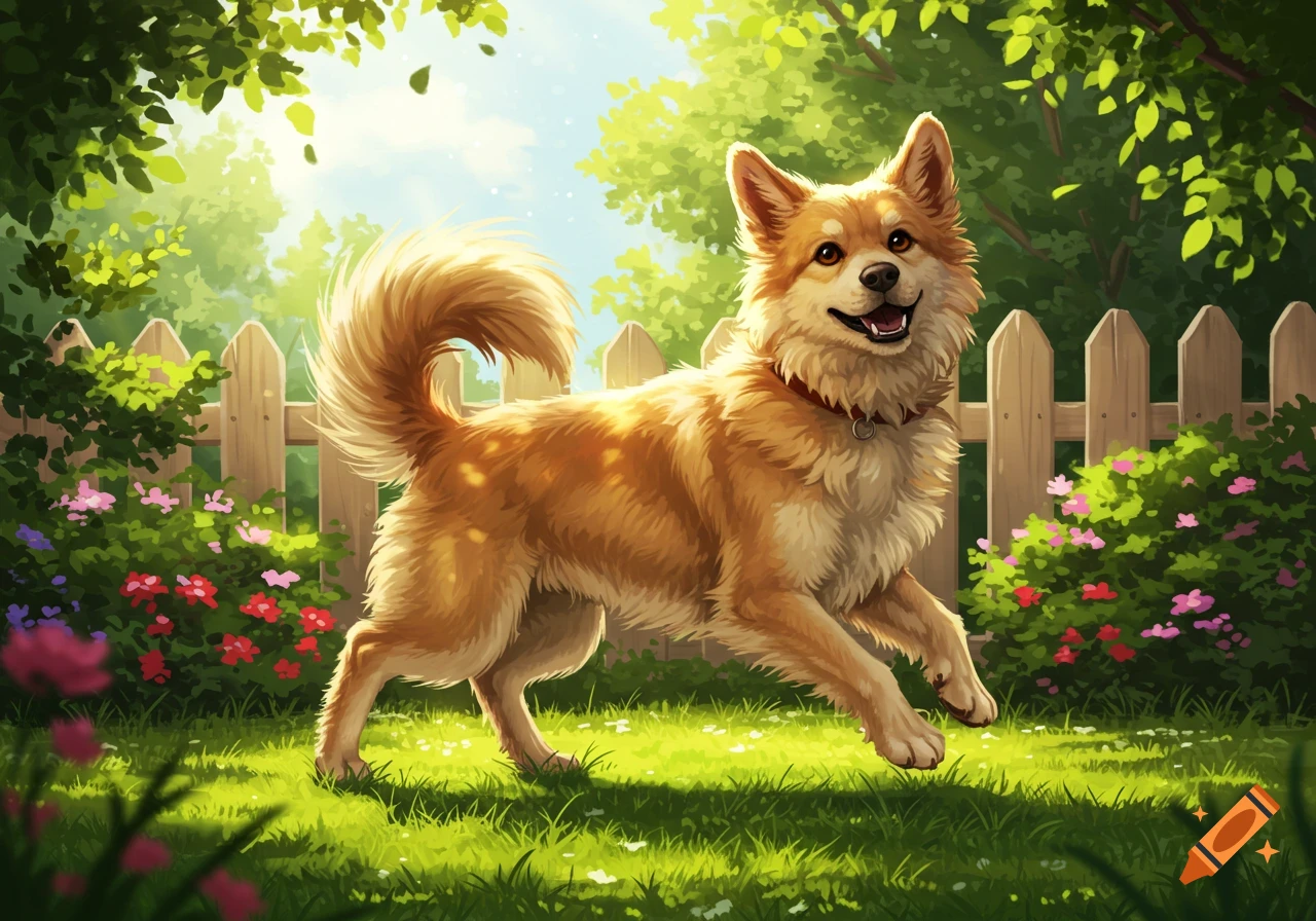 A cute, energetic black and white puppy with big eyes and wagging tail runs happily through a ...