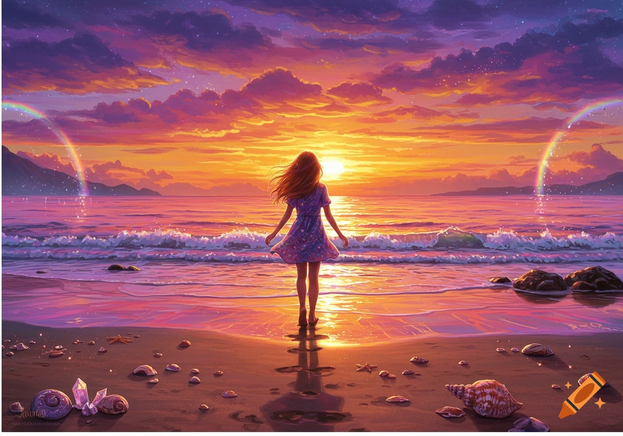 Surreal digital art of a serene human face emerging from a cresting ...