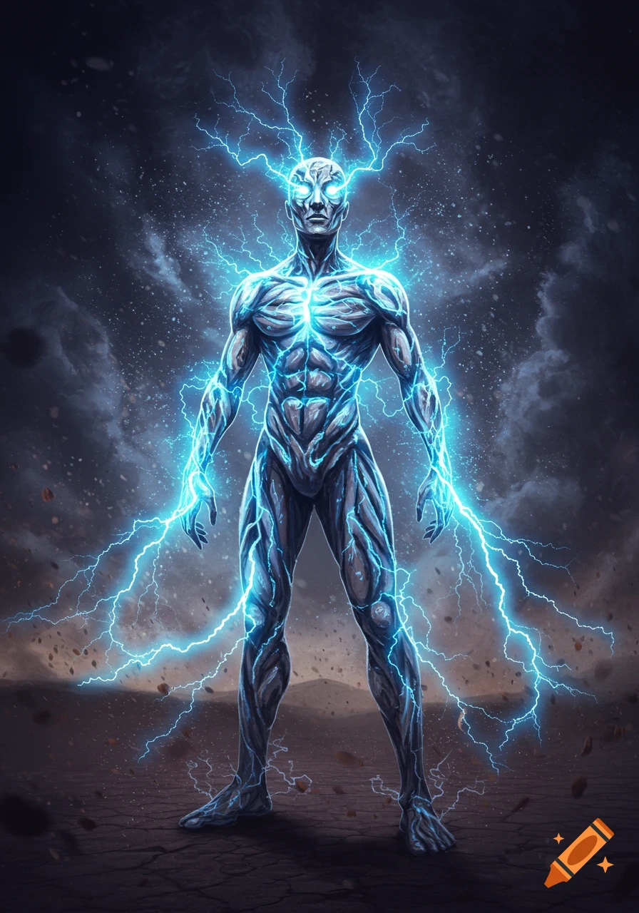 Three monstrous, muscular elemental symbiotes stand on a barren ...