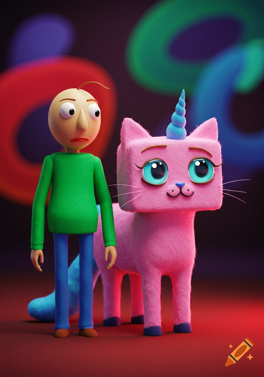 A cartoon character resembling Baldi from Baldi's Basics stands in a ...