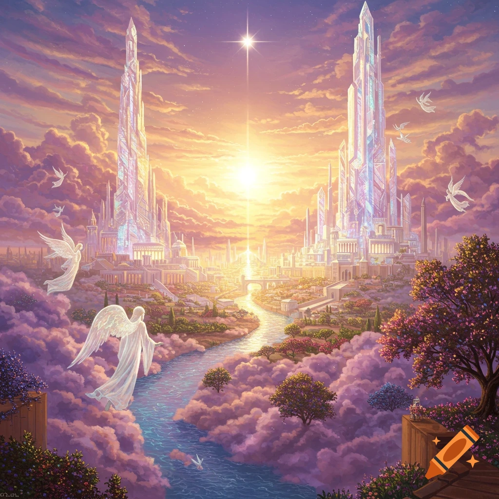 Detailed illustration of a creation scene with celestial bodies, sun ...