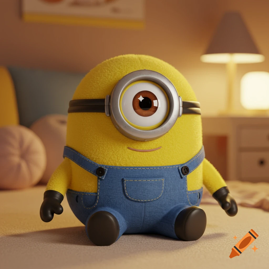 A Minion in a yellow dress rides a glowing hoverboard down a neon-lit ...