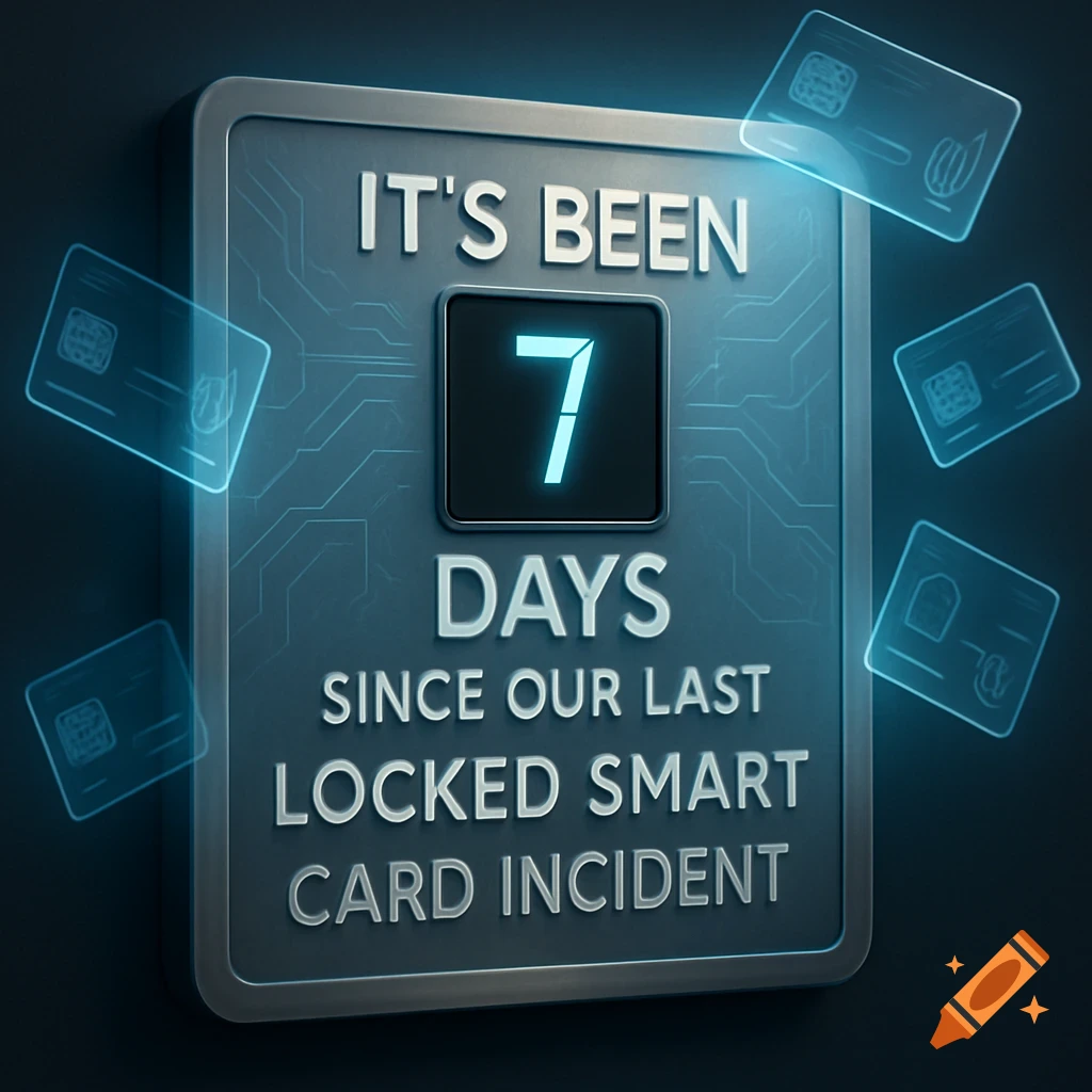 A sleek, dark metallic sign displays 'IT'S BEEN 7 DAYS SINCE OUR LAST ...