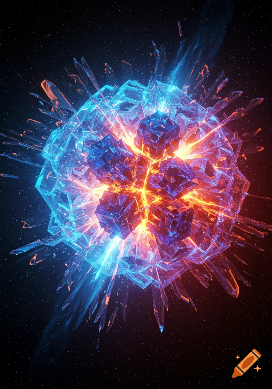 An orange and red explosion on a dark background. on Craiyon