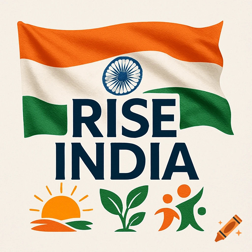 A logo featuring the Indian flag with the text "RISE INDIA" below it ...