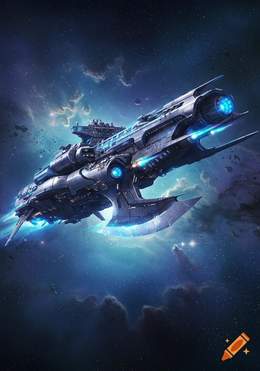 A glowing, ornate fantasy revolver with blue light and runes, set ...