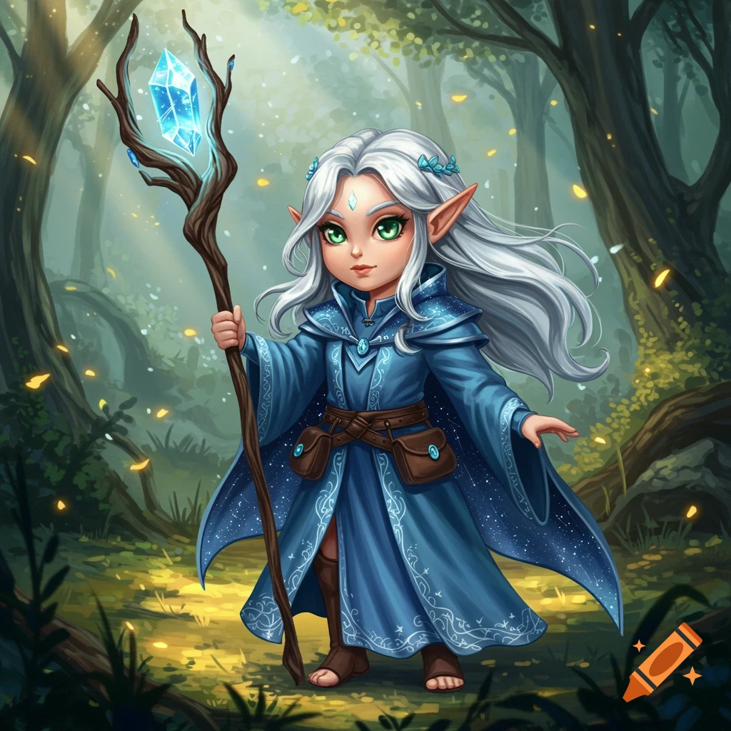 A white-haired girl with a glowing sword fights a giant, angry tooth ...