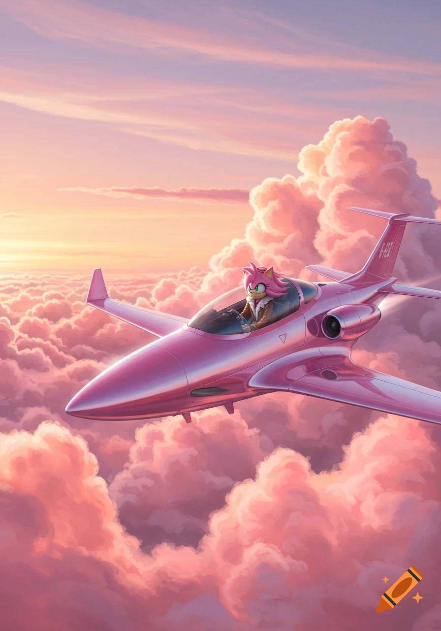 A sleek fighter jet soars through a vibrant red and orange sunset above ...