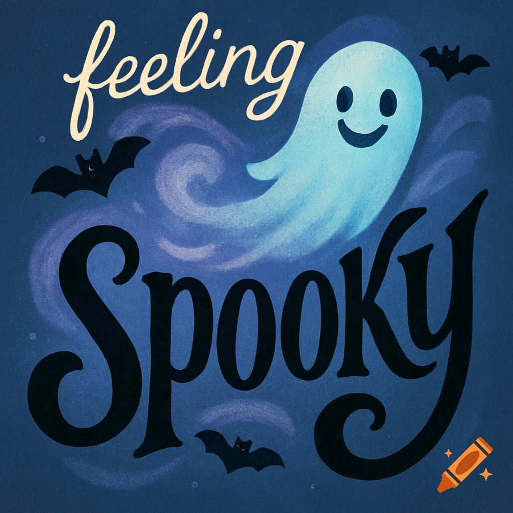 A friendly cartoon ghost pushes a yellow cleaning cart filled with ...