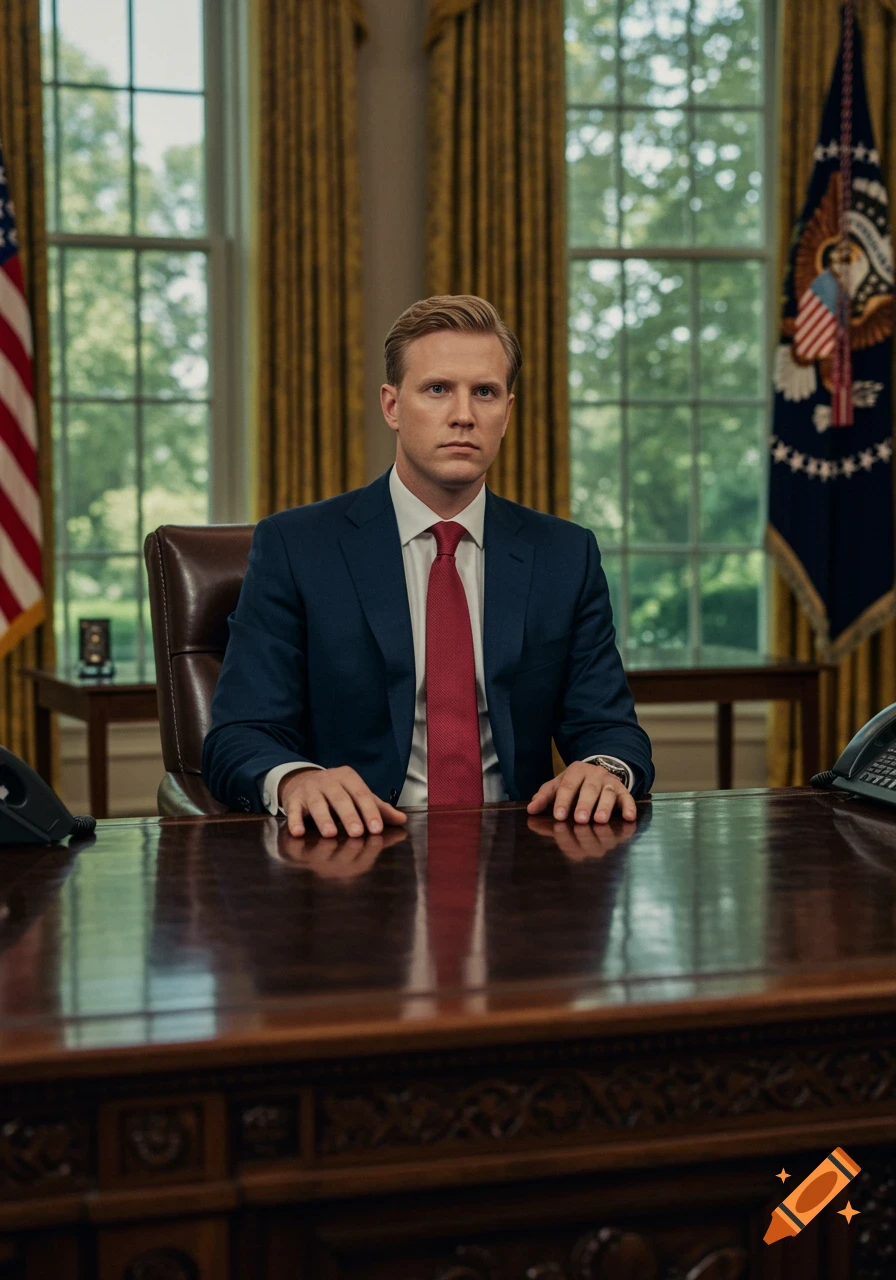 Donald Trump and Joel Osteen smile and gesture with open hands in front ...