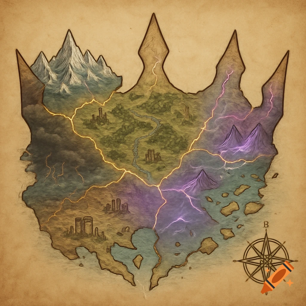 Political Map of a Fantasy World With Continents and Islands created on ...