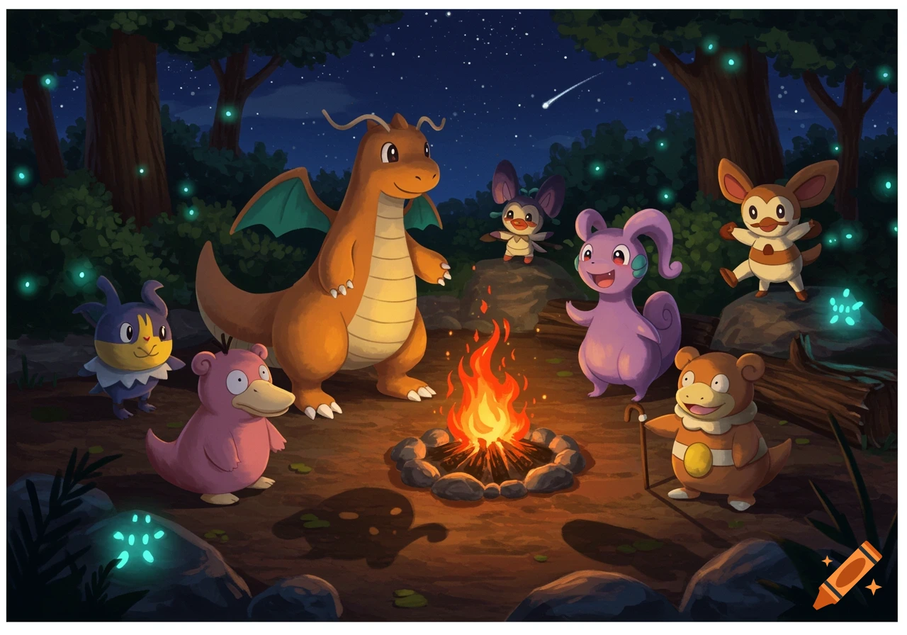 Dragonite, Slowpoke, Goodra, Sableye, and other Pokemon gather around a ...