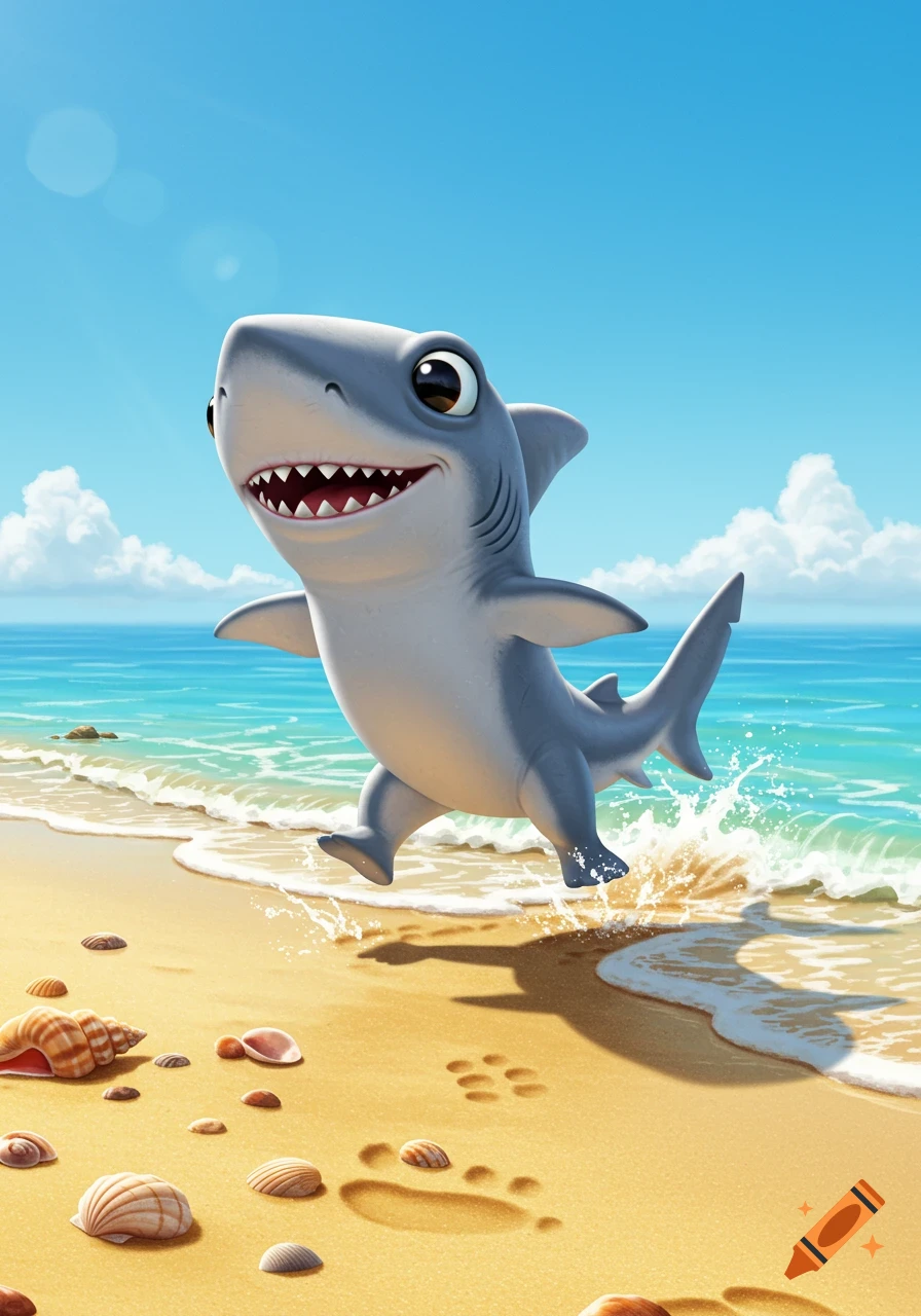 Cute+shark+cartoon+with+accessories created on Craiyon