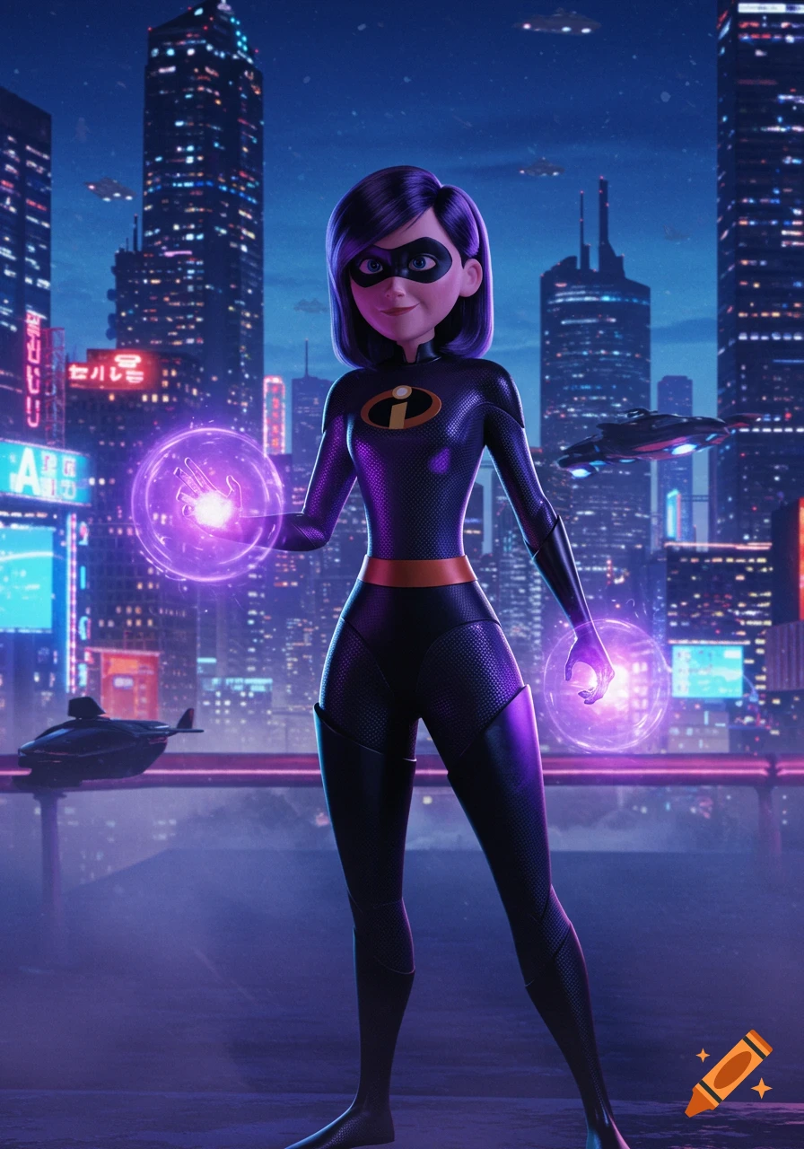 Violet from The Incredibles and other superheroines suspended in ...