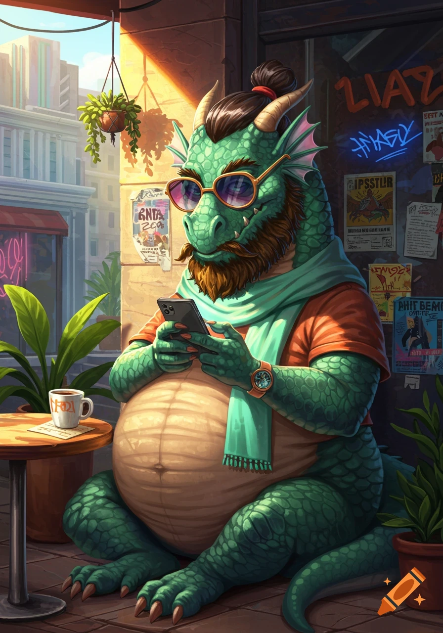 Genie Bowser, a green reptilian creature with a large belly and horns ...