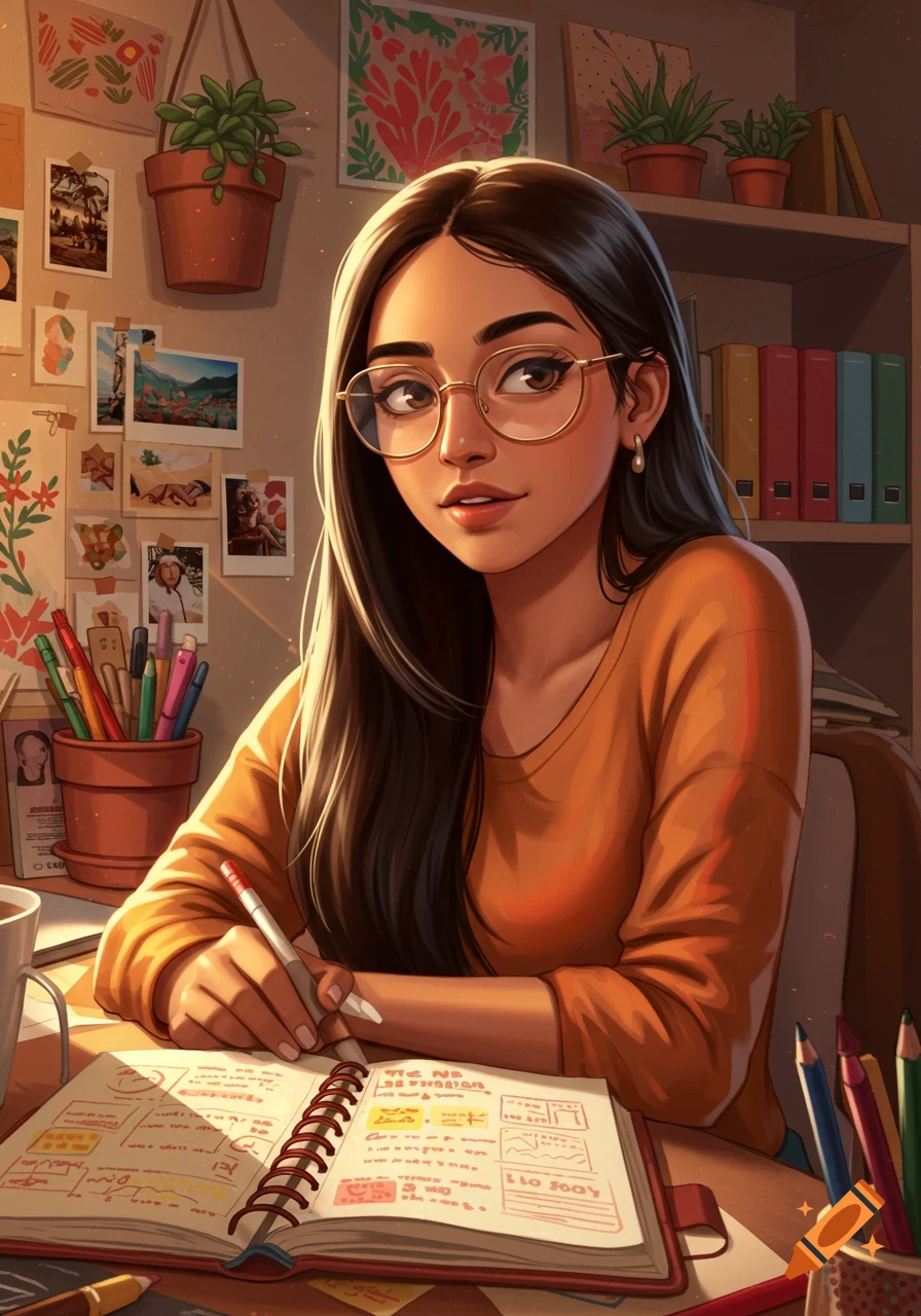 A close-up digital painting of a teenager with light brown hair and ...