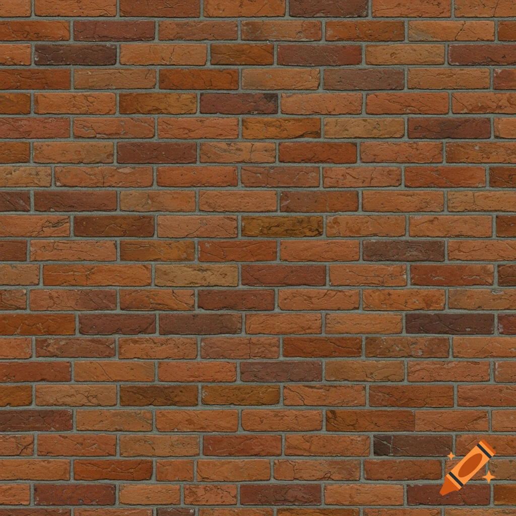 Seamless hand-painted brick wall texture with various shades of orange ...