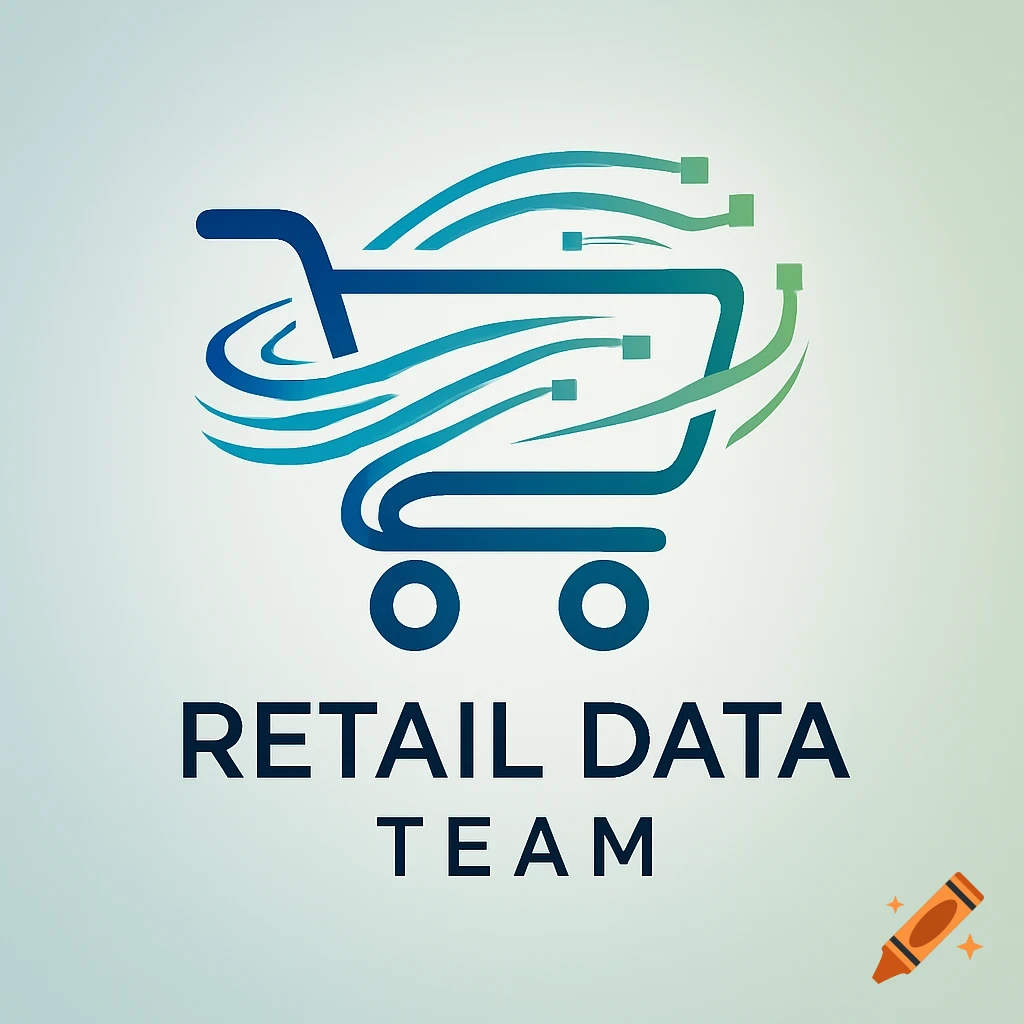 A blue and green logo featuring a shopping cart with flowing data streams and the text 'RETAIL ...