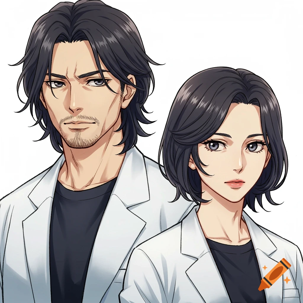 A male character with white hair, shown in four styles: manga ...