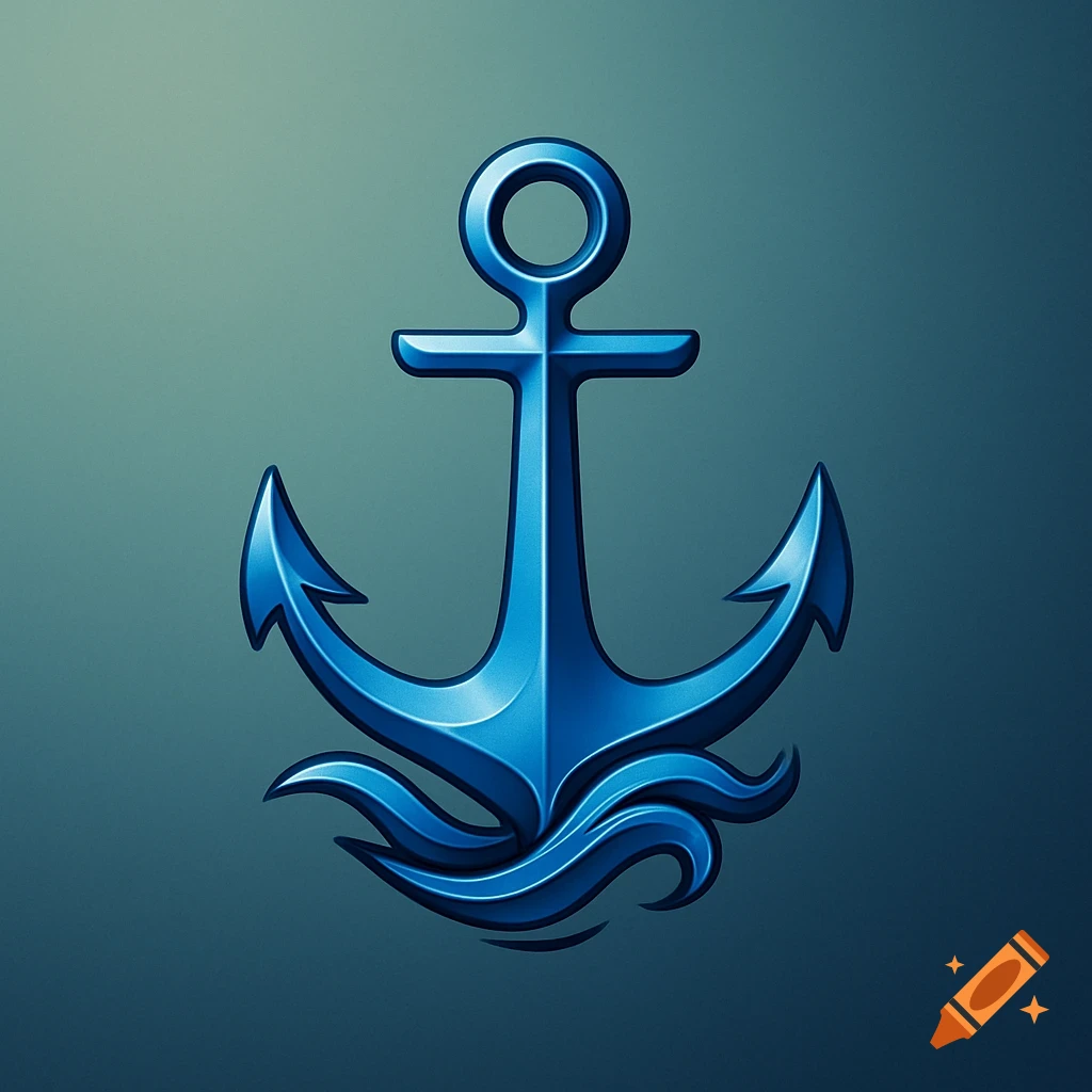 Nautica logo with a metallic sailboat symbol and wavy blue water on a ...