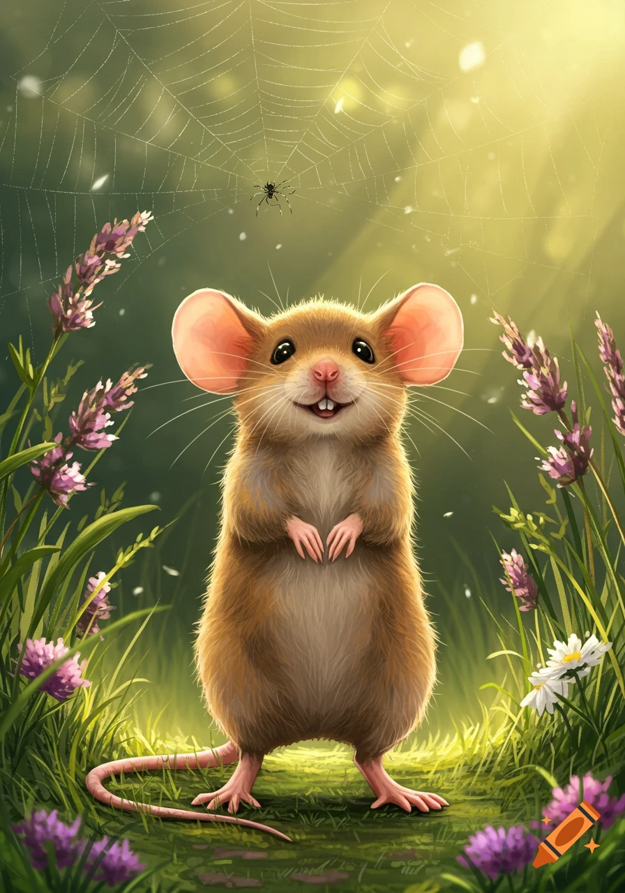 A white mouse mage in a blue cloak with golden trim stands on a mossy ...