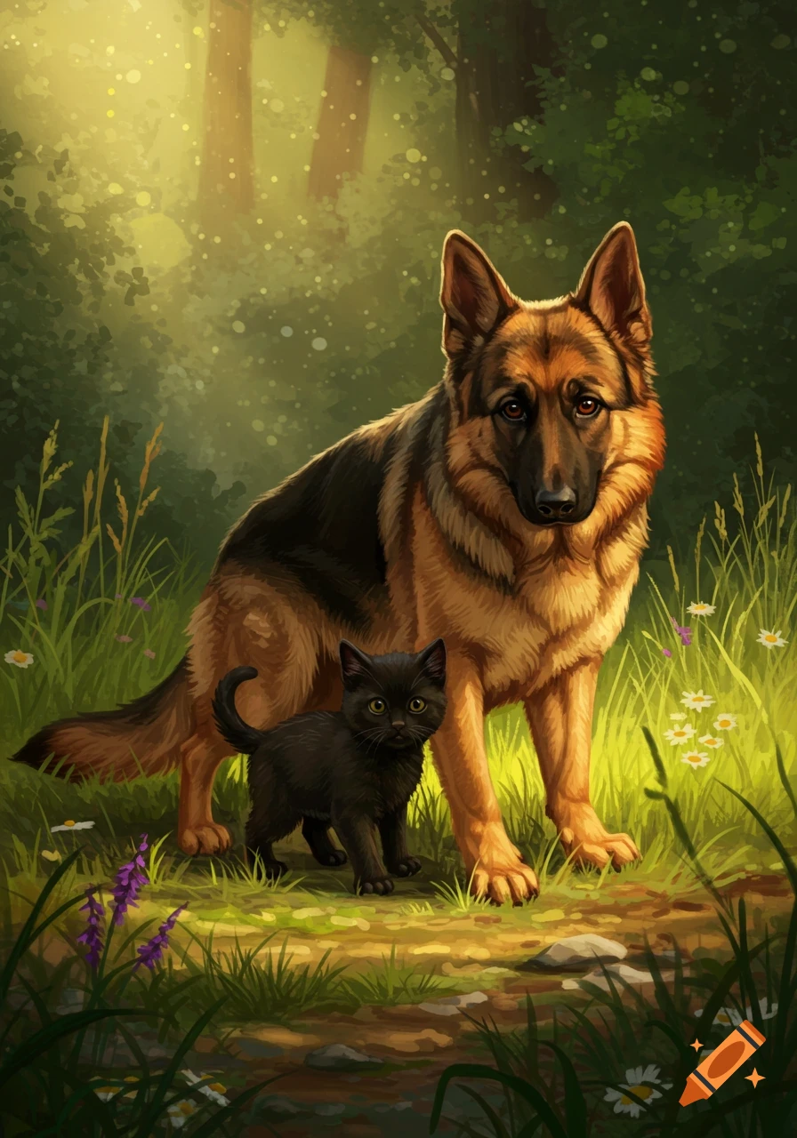 Realistic pencil drawing of a sitting German Shepherd on Craiyon