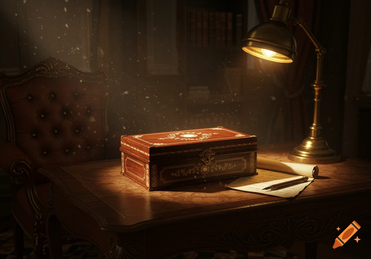 A hyper-realistic giant hawkmoth rests on a dark wooden table in a ...