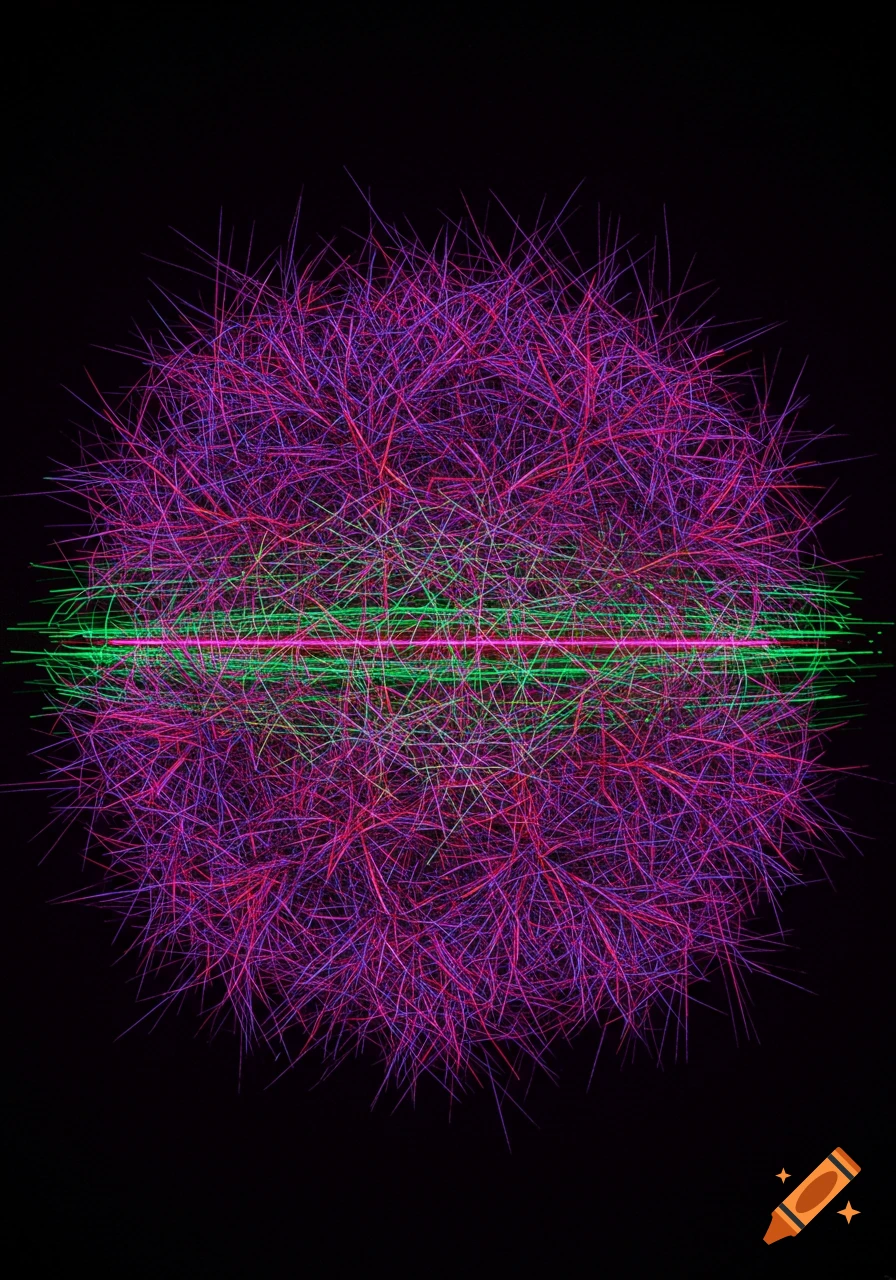 An abstract composition of overlapping, flowing translucent lines and ...