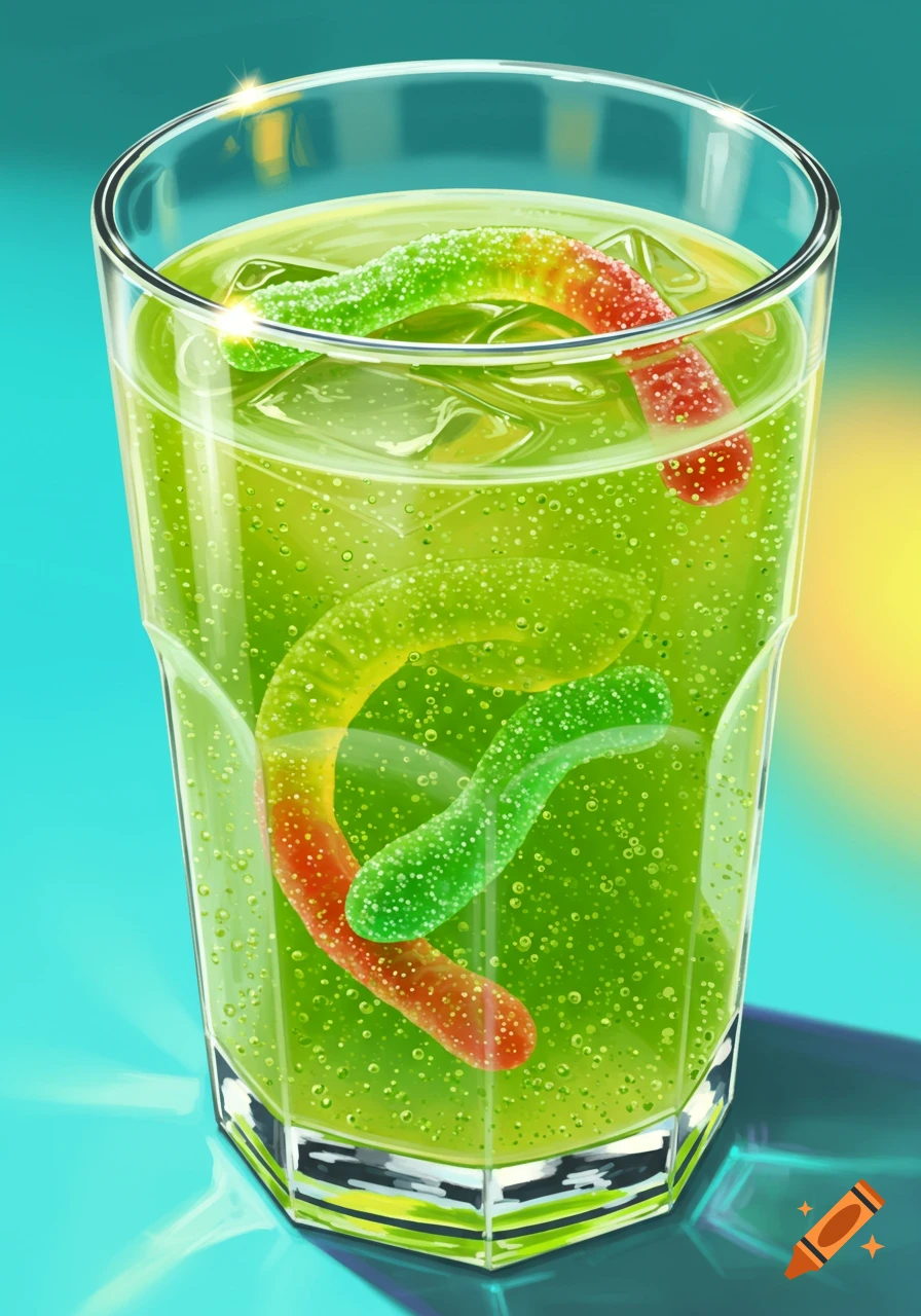 Digital drawing of a green stick figure holding sour candy, encircled ...