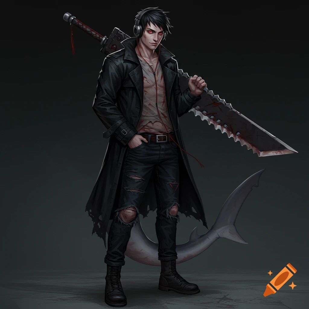 Illustration of Sasuke Uchiha with a beard, holding a sword against a ...