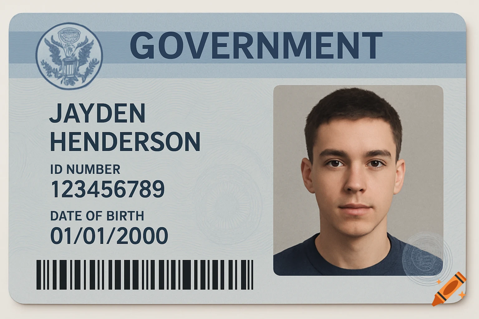 A photorealistic image of an open USA passport displaying a young man's ...