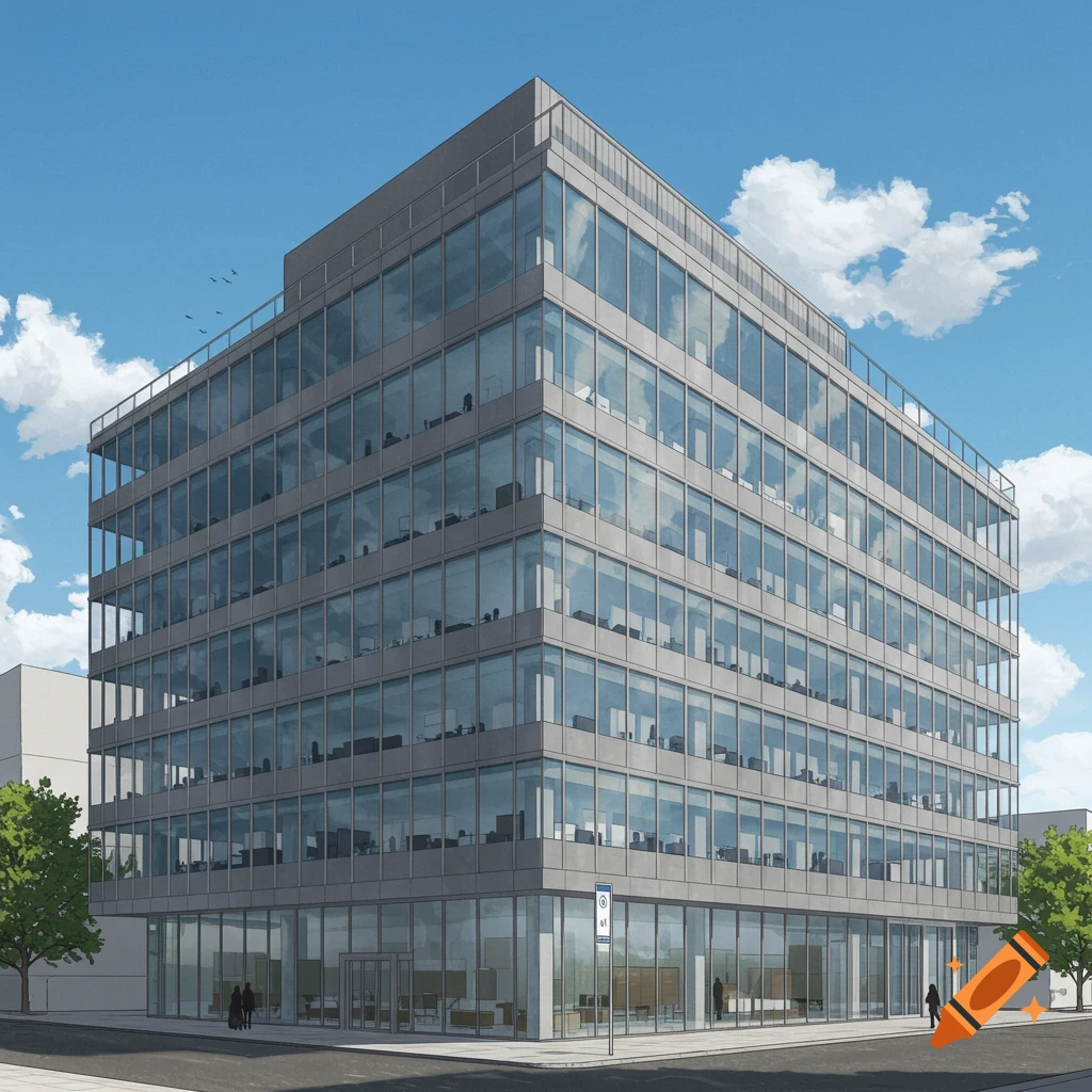 A tall, ornate Art Deco-style building dominates a sunlit city street ...