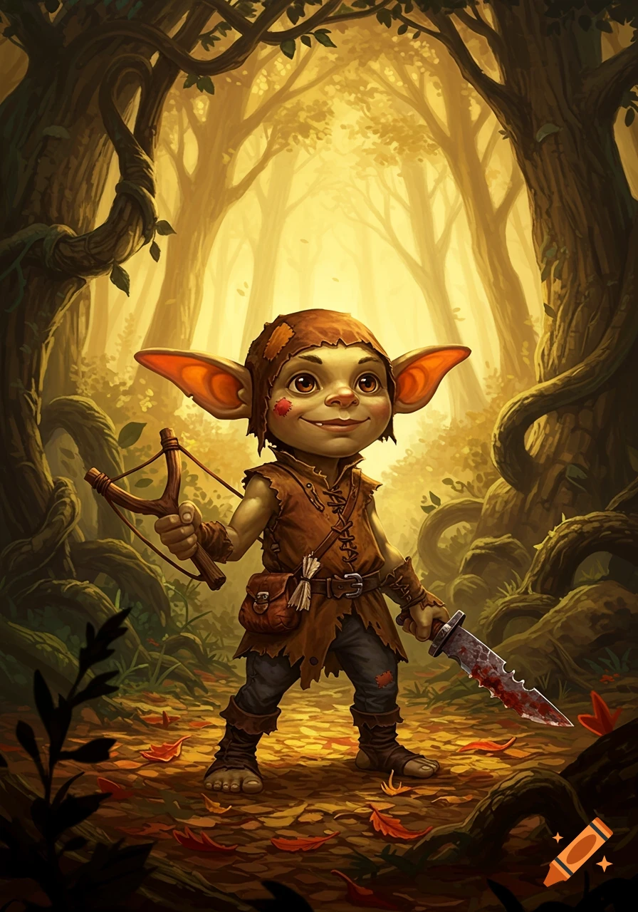 A smiling, green cartoon goblin with large ears and multiple piercings ...