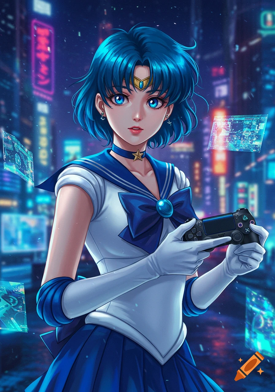 Hatsune Miku and Sailor Moon float together in a vibrant, dreamy sky ...