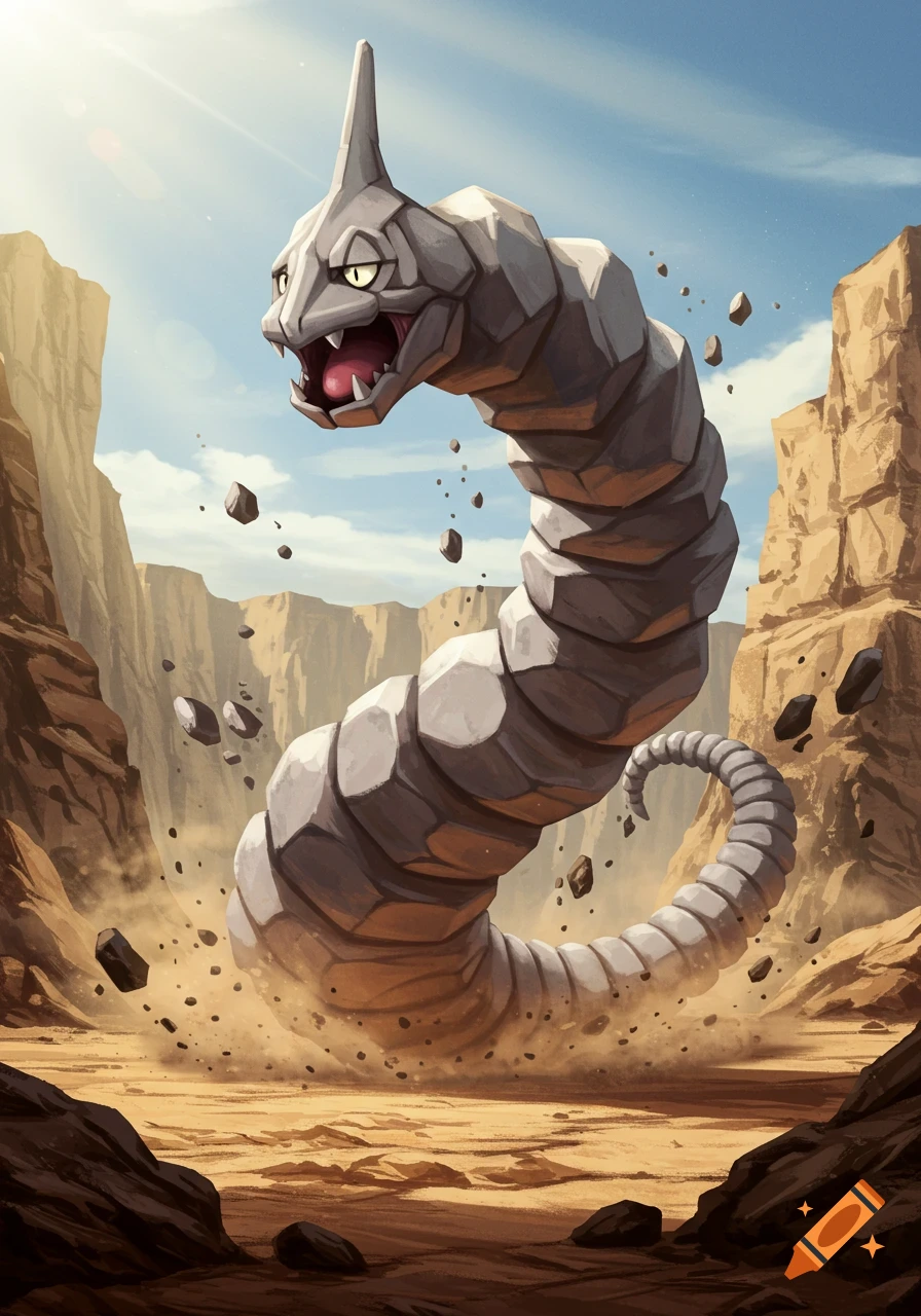 A large white and black reptilian creature with thick fur, bold stripes ...