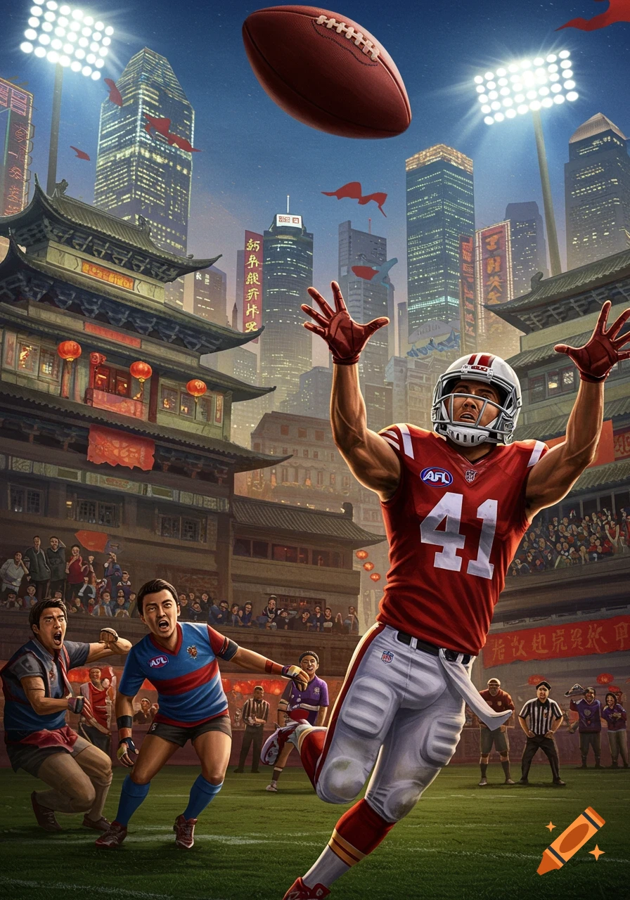 A detailed football helmet with a shiny golden world map emblem ...