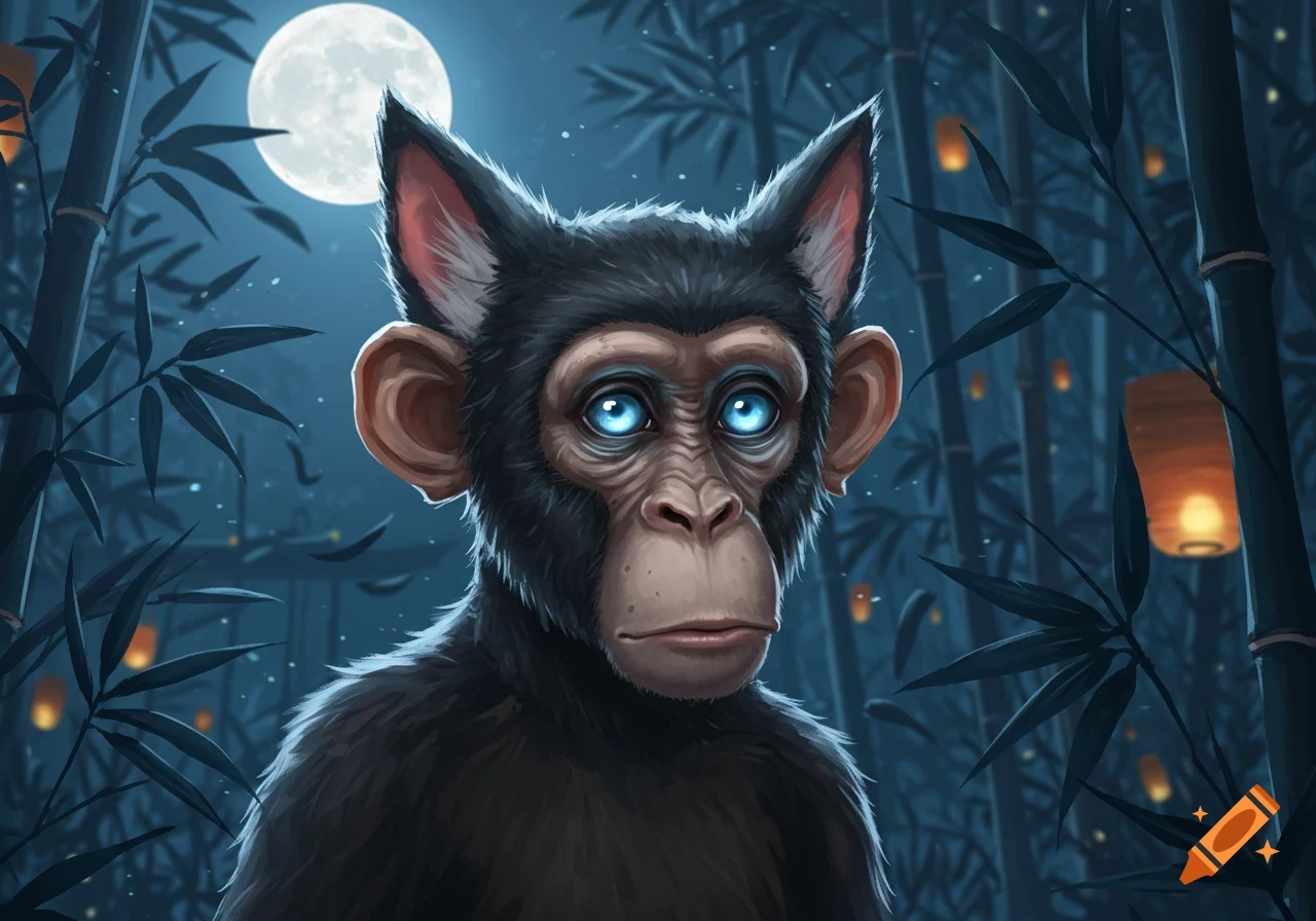 Anthropomorphic chimp relaxing on couch in sweat pants and tank top on ...