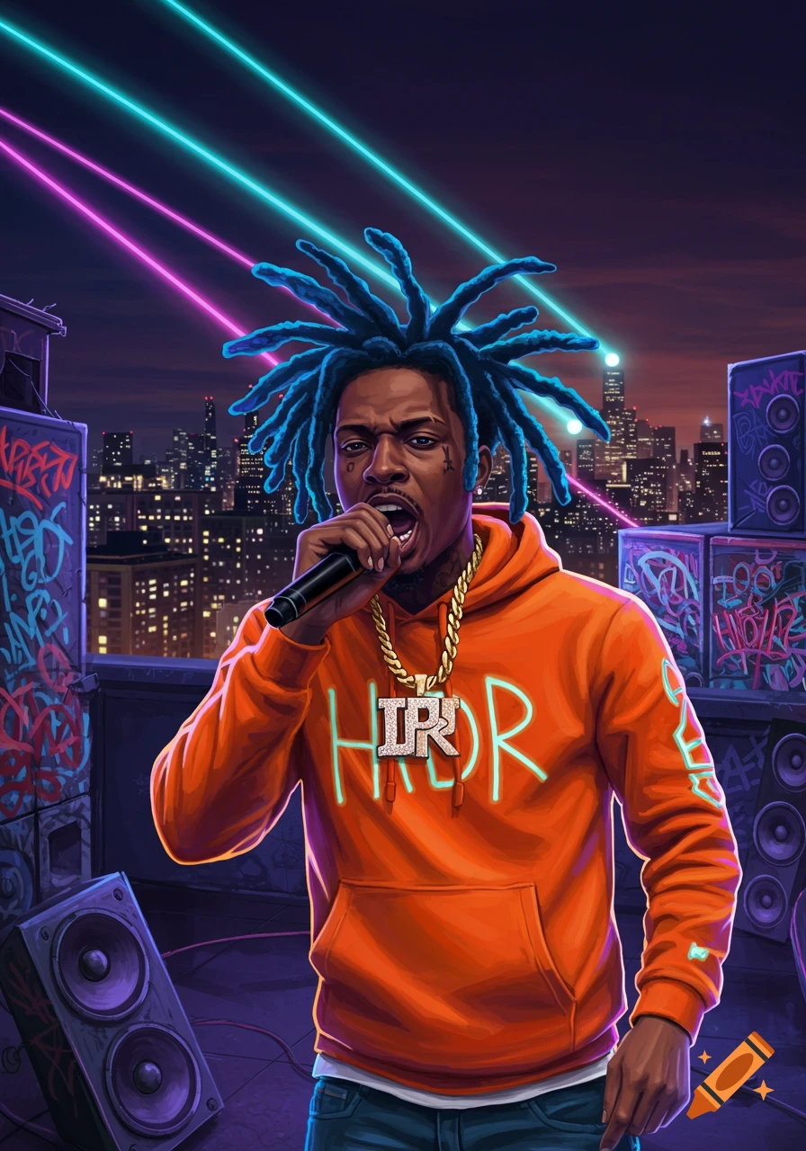 A heavily tattooed Simpsons-style character in a black cap, sunglasses ...