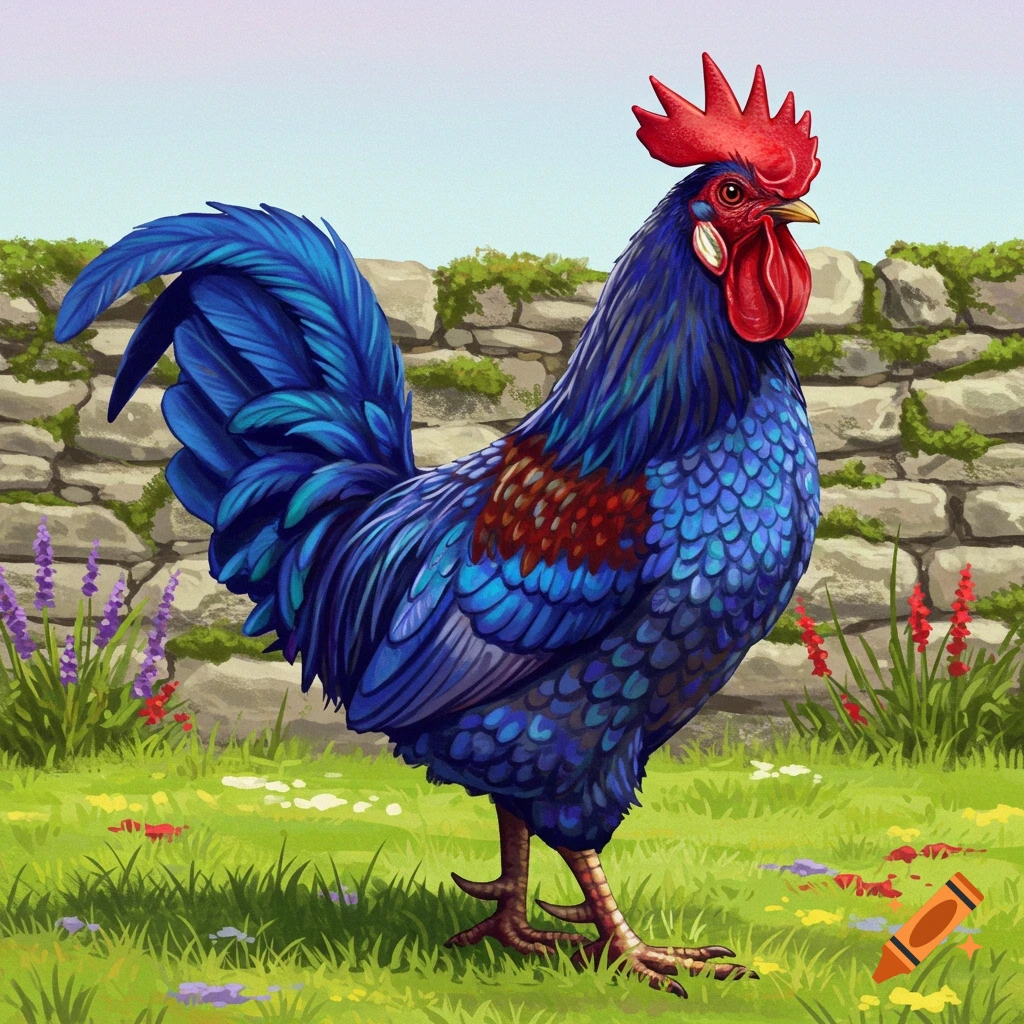 Metallic shiny rooster on Craiyon