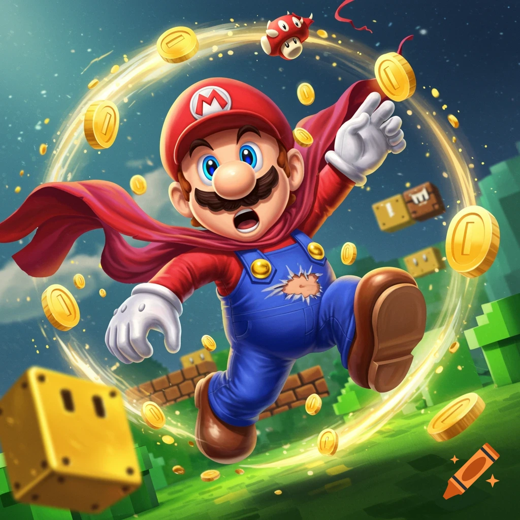 Bowser Jr. sits on a dark throne in a stylized Super Mario world ...