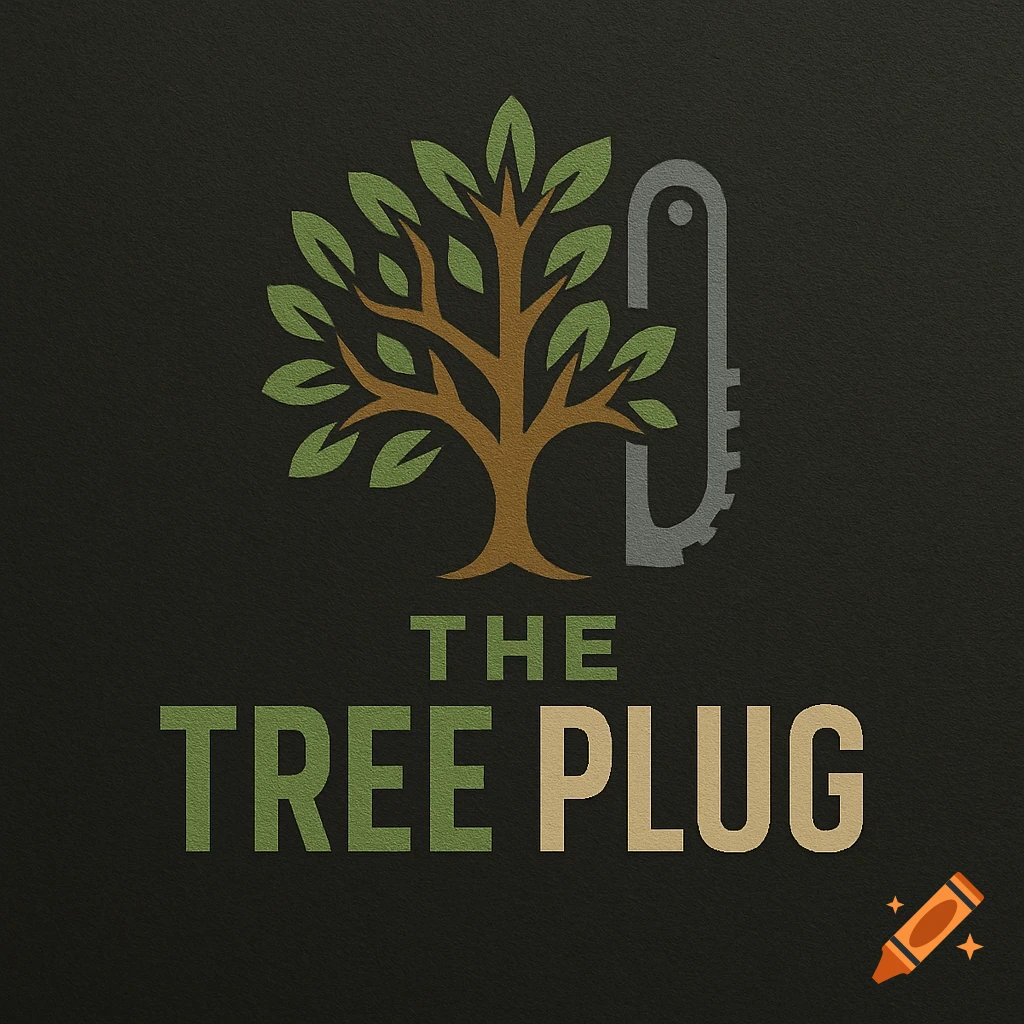 A modern logo for THE TREE PLUG featuring a stylized green tree next to ...