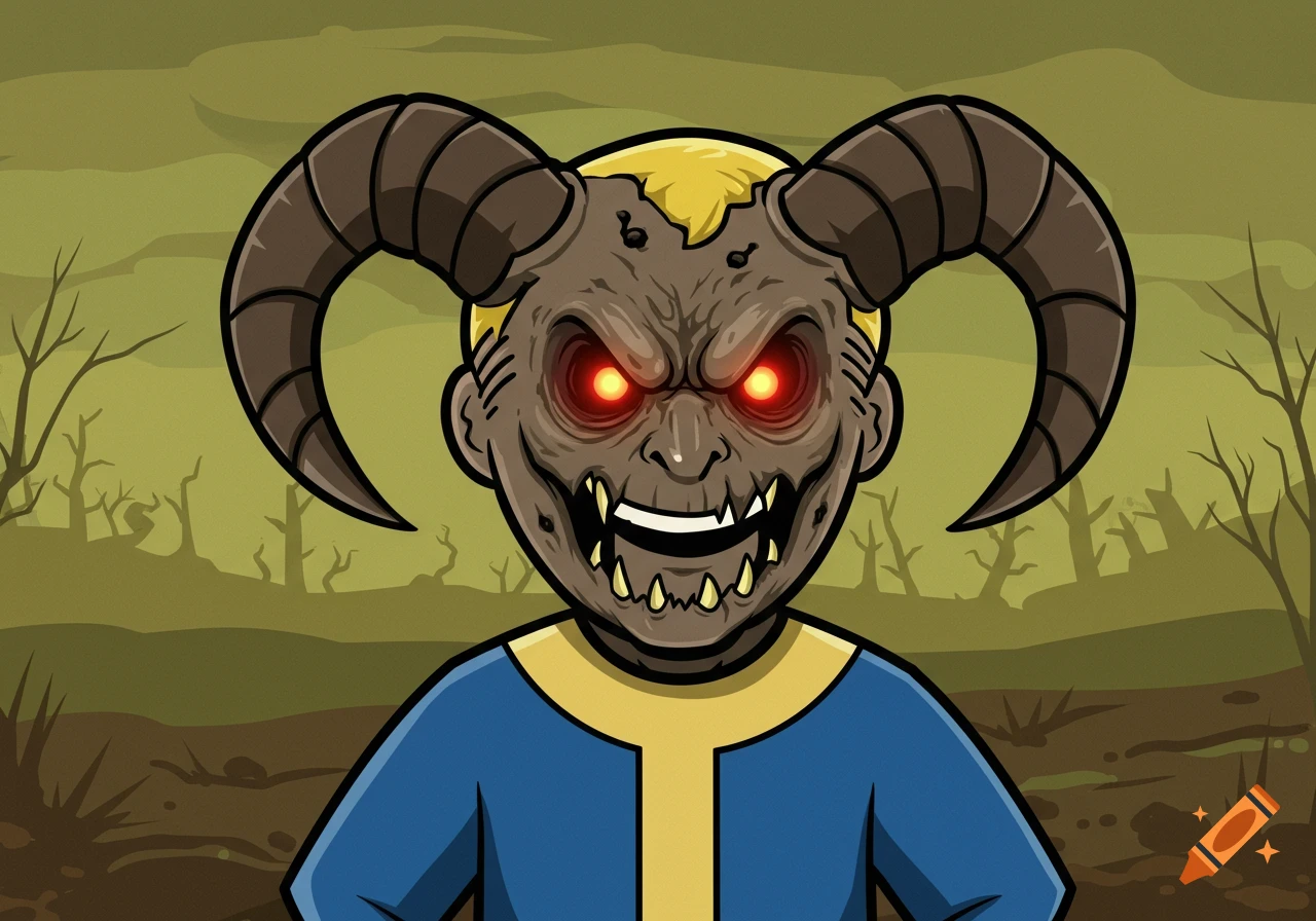 Horror illustration of a monstrous smiley face with sharp teeth and ...