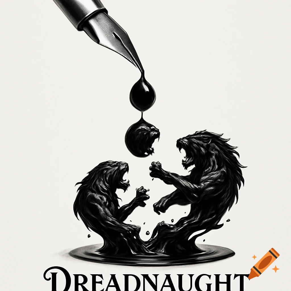 A stylized image with a calligraphy pen dripping black ink that forms ...