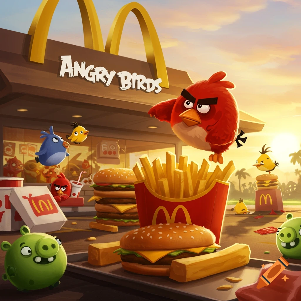 Angry Birds characters, including Red, two yellow birds, and a large ...