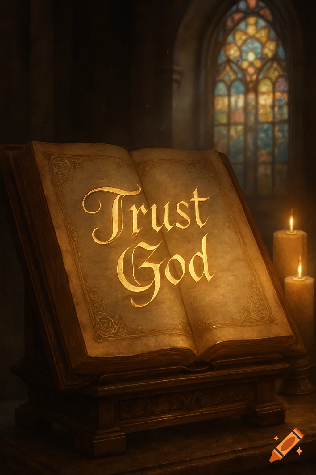 A glowing, ancient scroll with 'ALLEGEDLY' in elegant calligraphy ...