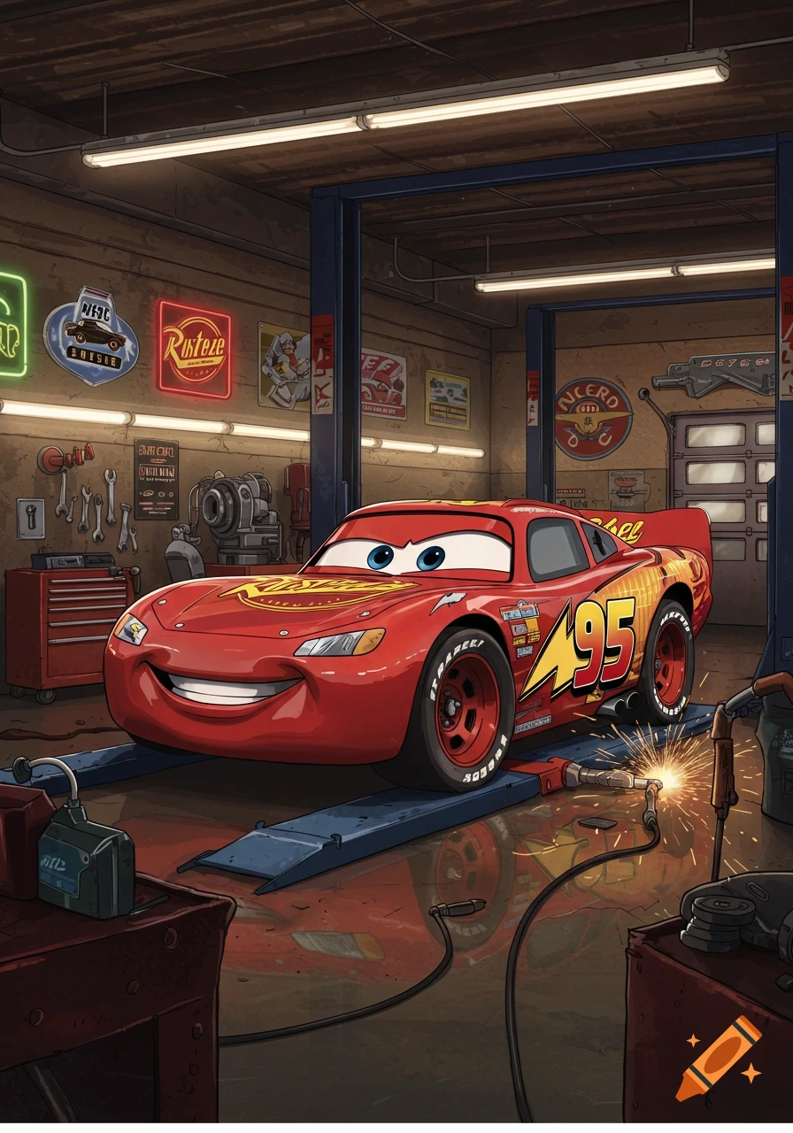 Lightning McQueen speeds through a dark, misty forest as Edward Cullen ...