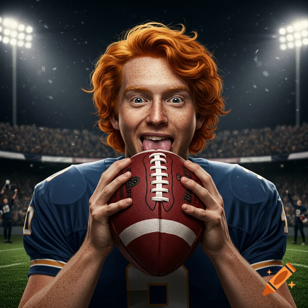 A vintage-style poster showing a college football player kicking a ball ...